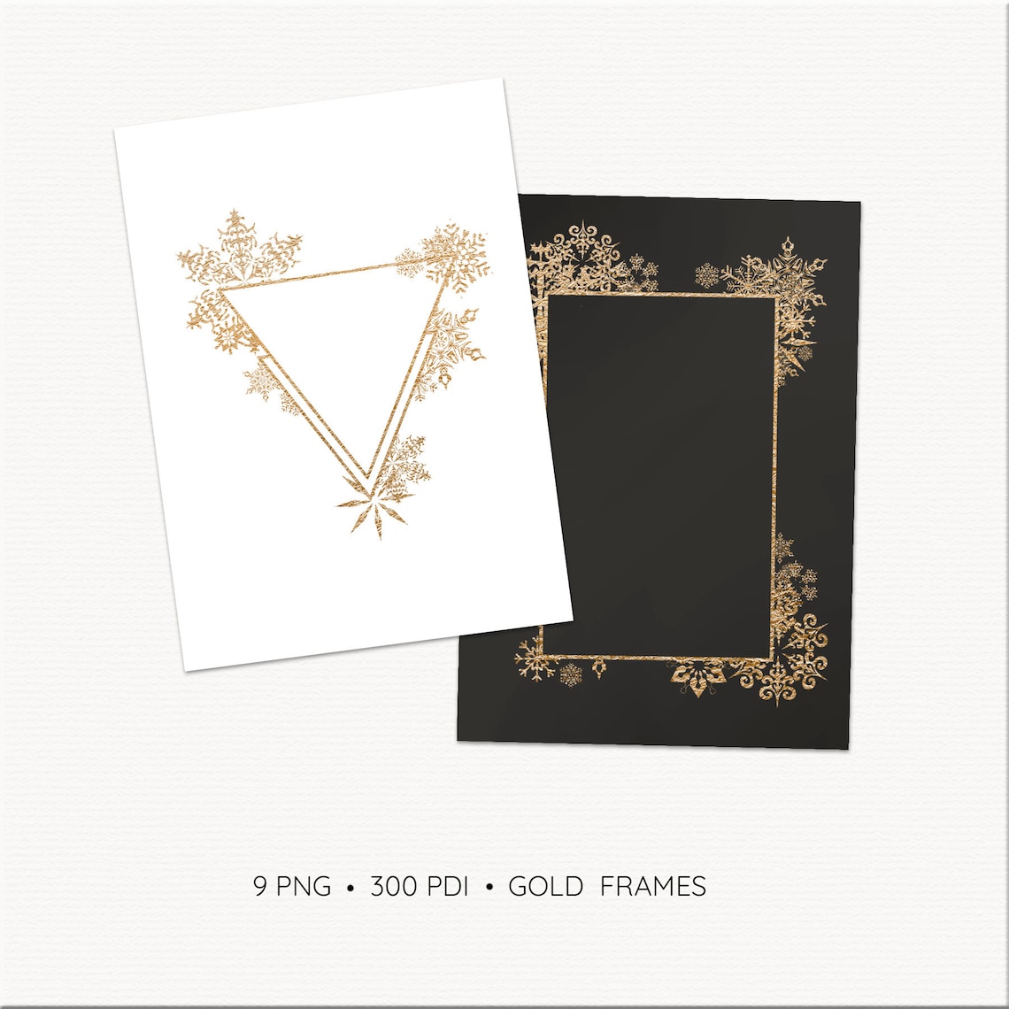 Gold Crystal Frames Clipart Snowflakes Clip Art Snowflakes | Etsy
