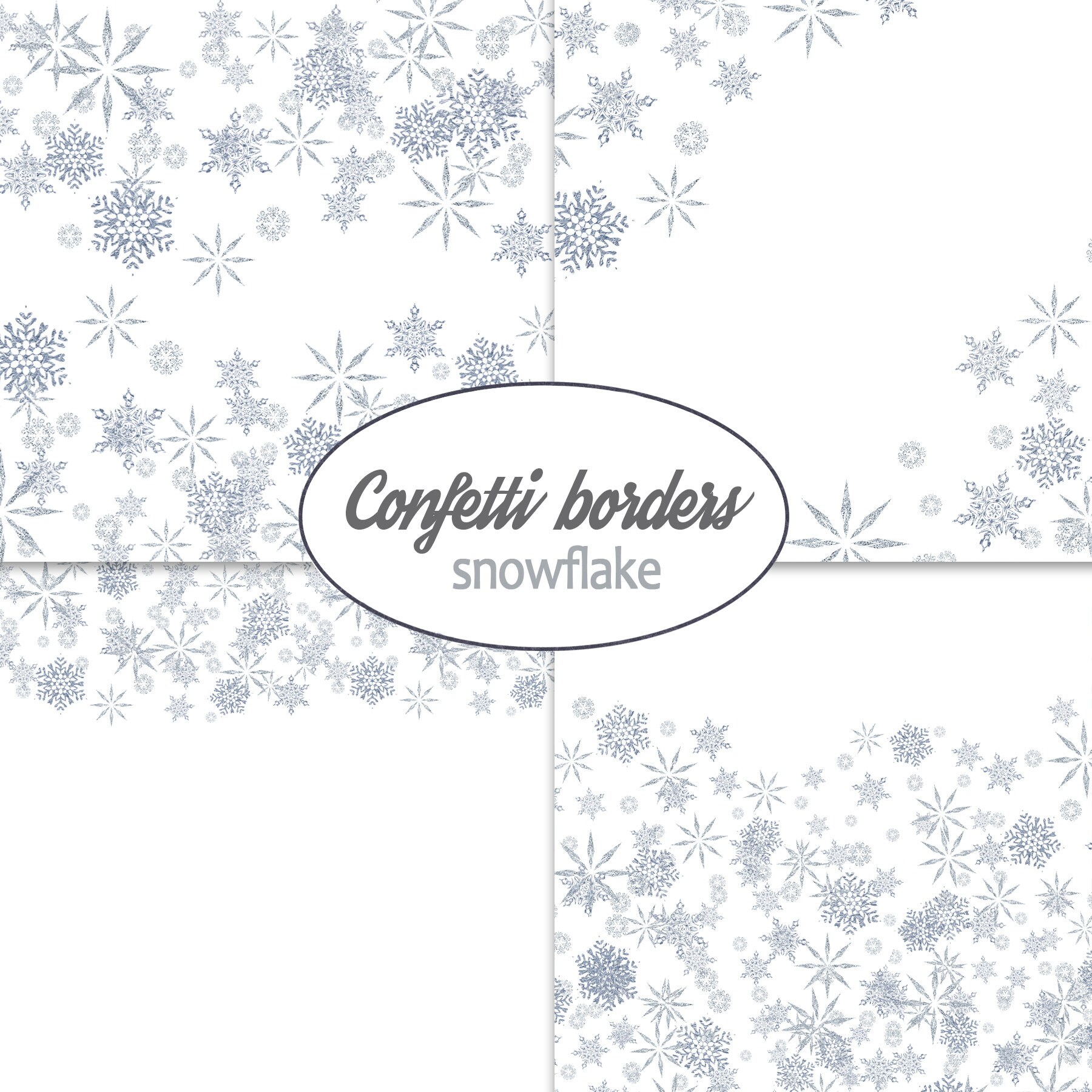 Watercolor Snowflakes Clipart, Snowflakes Confetti, Snowflakes Borders ...
