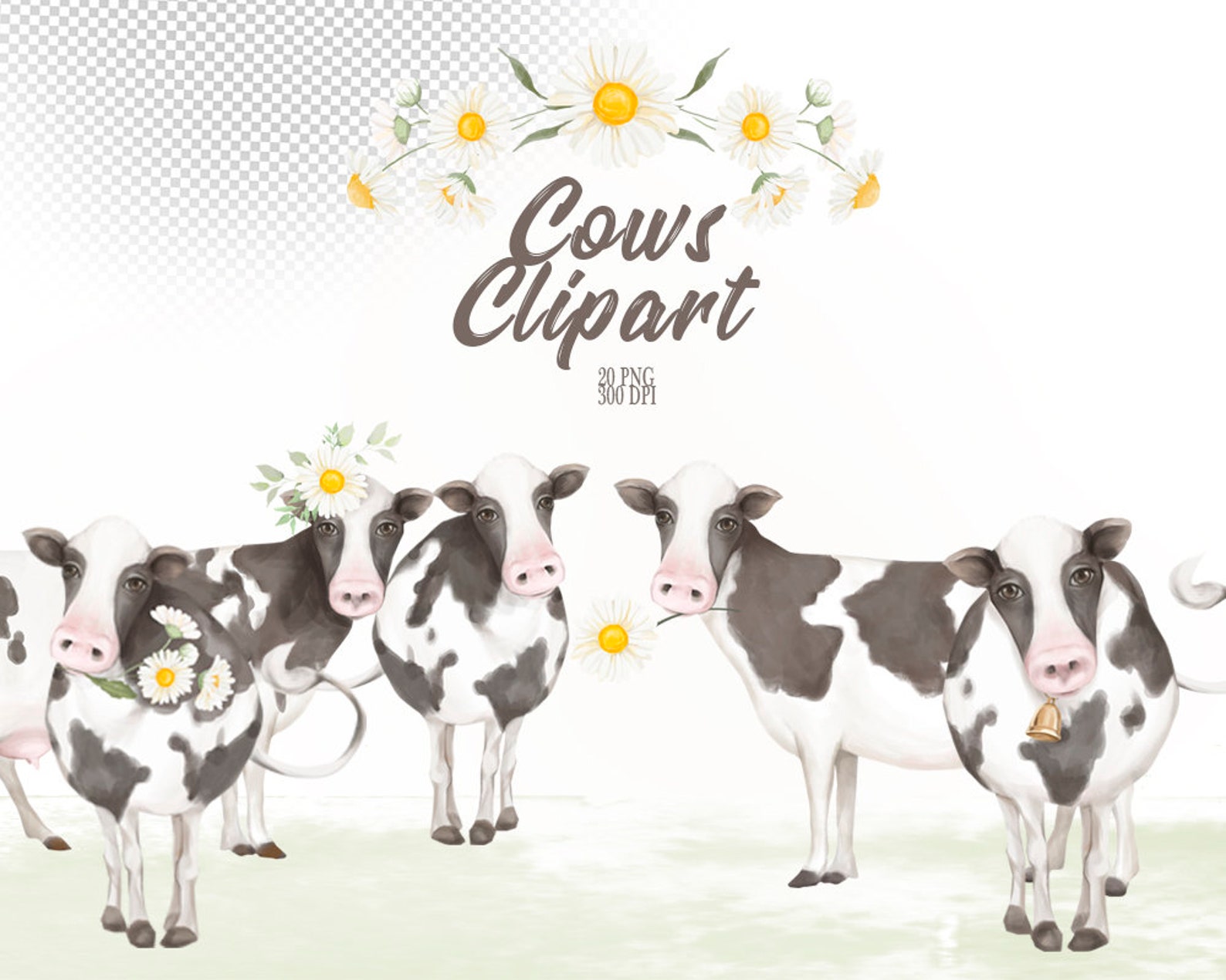 Watercolor Cow Clipart Watercolor Heifer Cute Cows Clip Art | Etsy