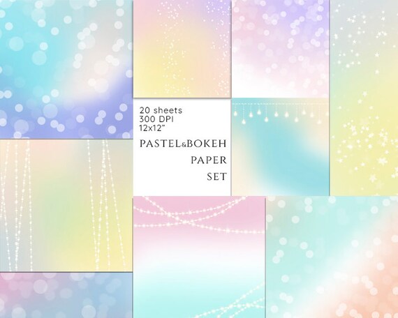 Pastel Bokeh Digital Paper Bokeh Background Rainbow Bokeh | Etsy