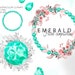 Emerald Clipart, Watercolor Diamonds, Floral Sapphire Clip Art, Jewels ...