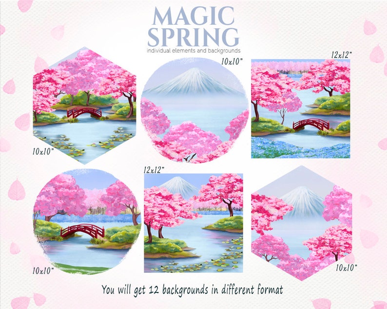 Spring Landscape Clipart, Cherry Blossom Tree, Japanese Landscape ...