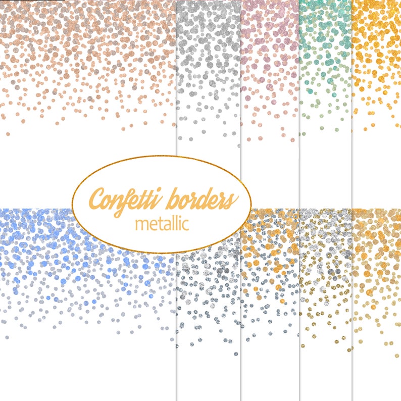 20 Confetti Border Clipart Glitter Confetti Clip Art Ombre - Etsy