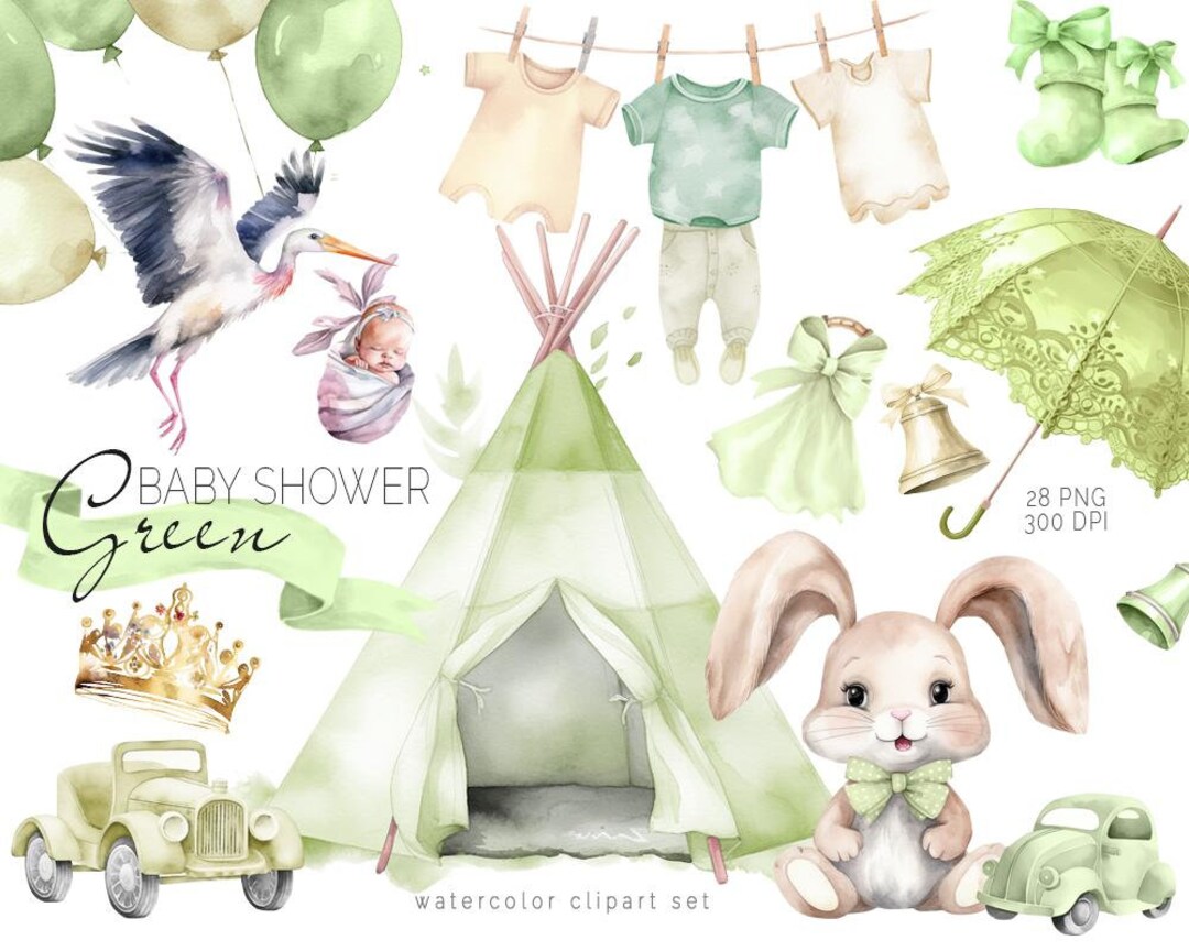 Watercolor Baby Shower Clipart, Newborn Baby, Nursery Clipart, Neutral ...