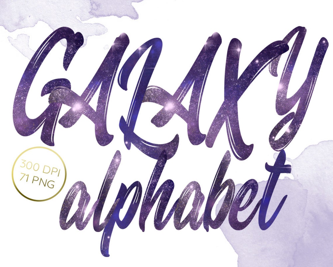 Galaxy Watercolor Alphabet Galaxy Letters Clipart Decorative | Etsy