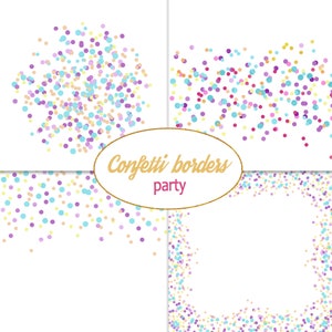 Confetti Border Clipart, Rainbow Confetti Clipart, Colorful Confetti ...