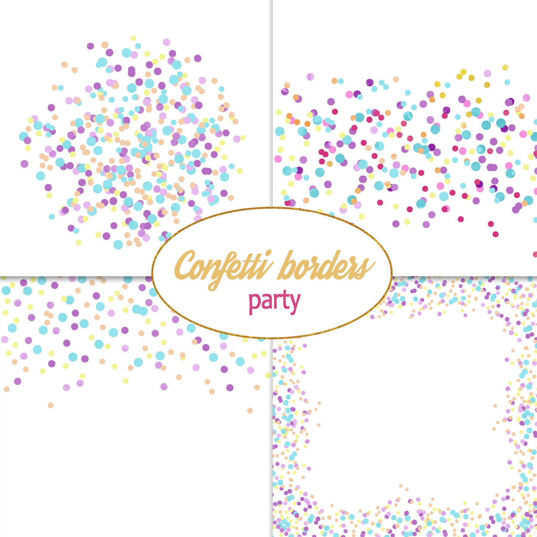 Confetti Border Clipart, Rainbow Confetti Clipart, Colorful Confetti ...