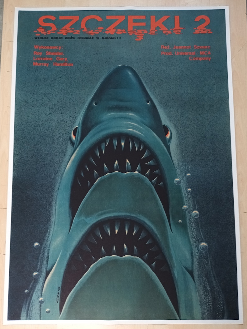 Jaws 2 ORIGINAL 1980 Roy Scheider Vintage Polish Movie Poster Edward ...