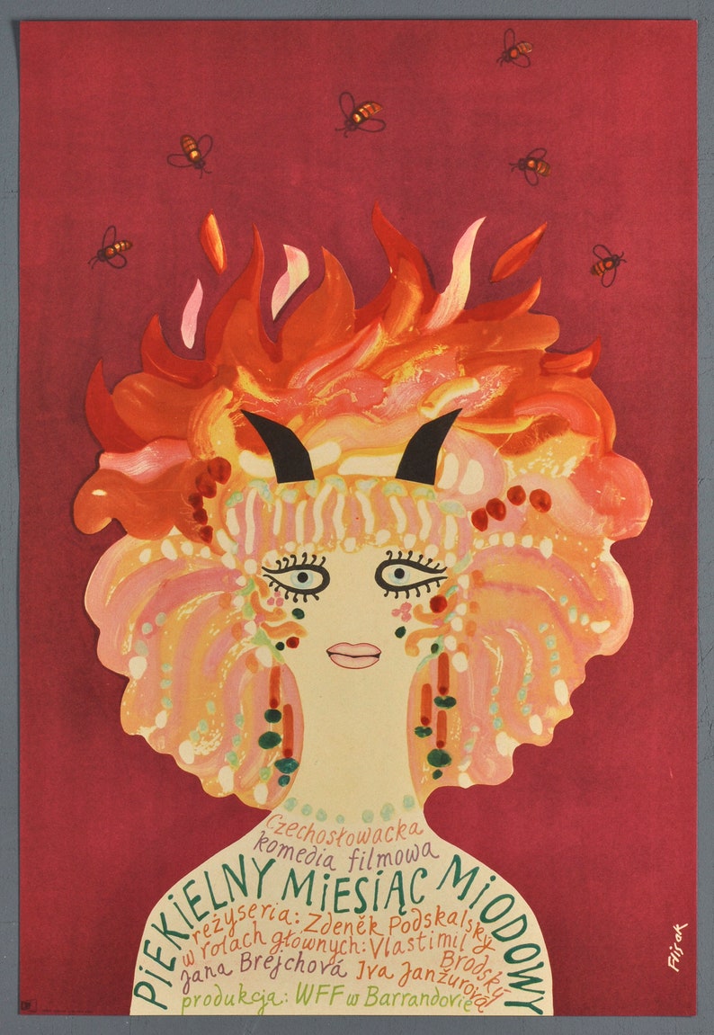 Devilish Honeymoon ORIGINAL 1971 Vintage Polish Movie Poster Jerzy ...