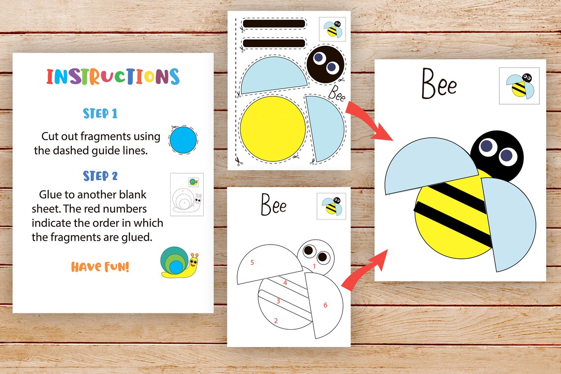 Printable Cut and Paste Activities,arrange Insect Body,paper Kids Craft ...