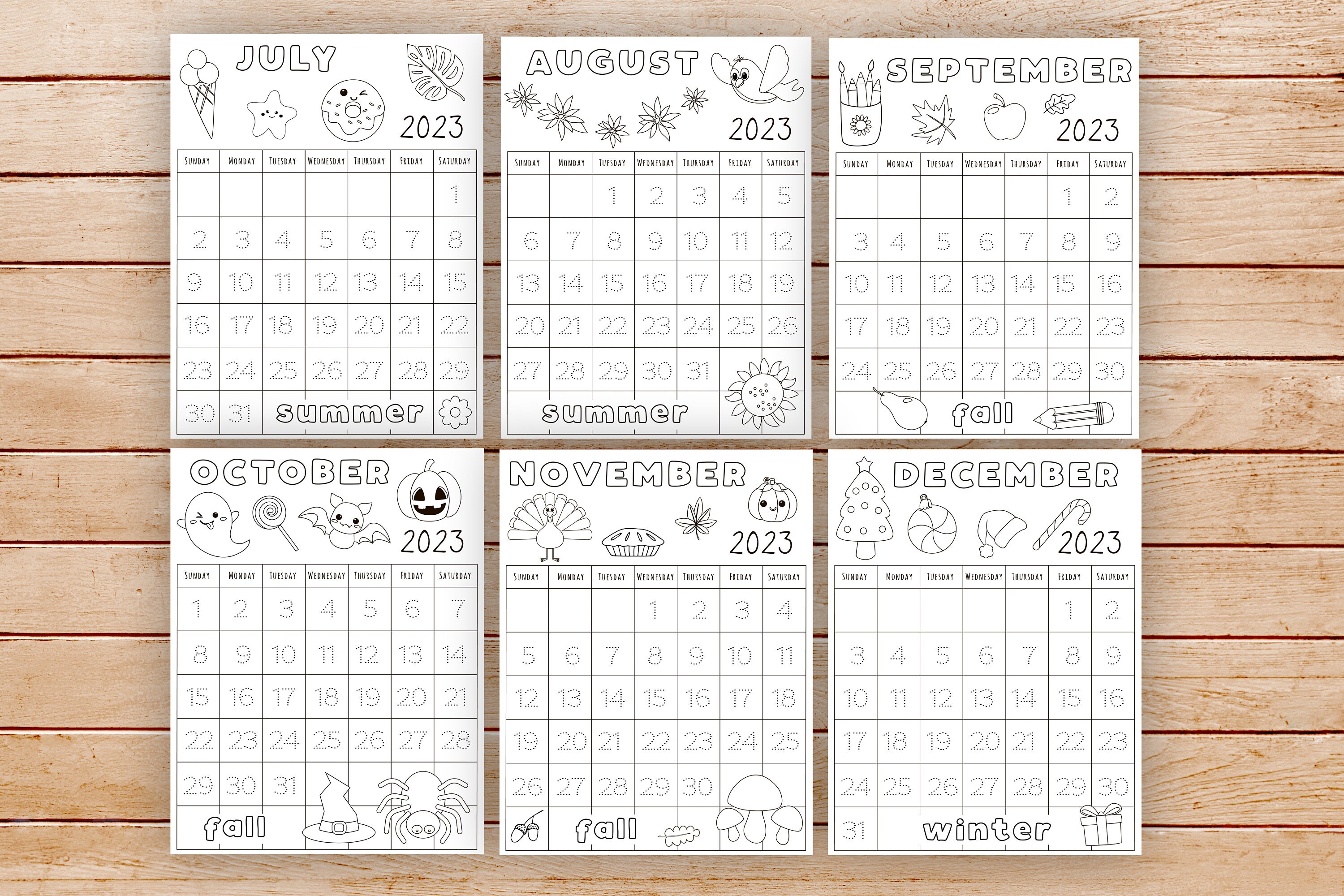 Printable Trace and Color 2023 Calendar Monthly Planner - Etsy