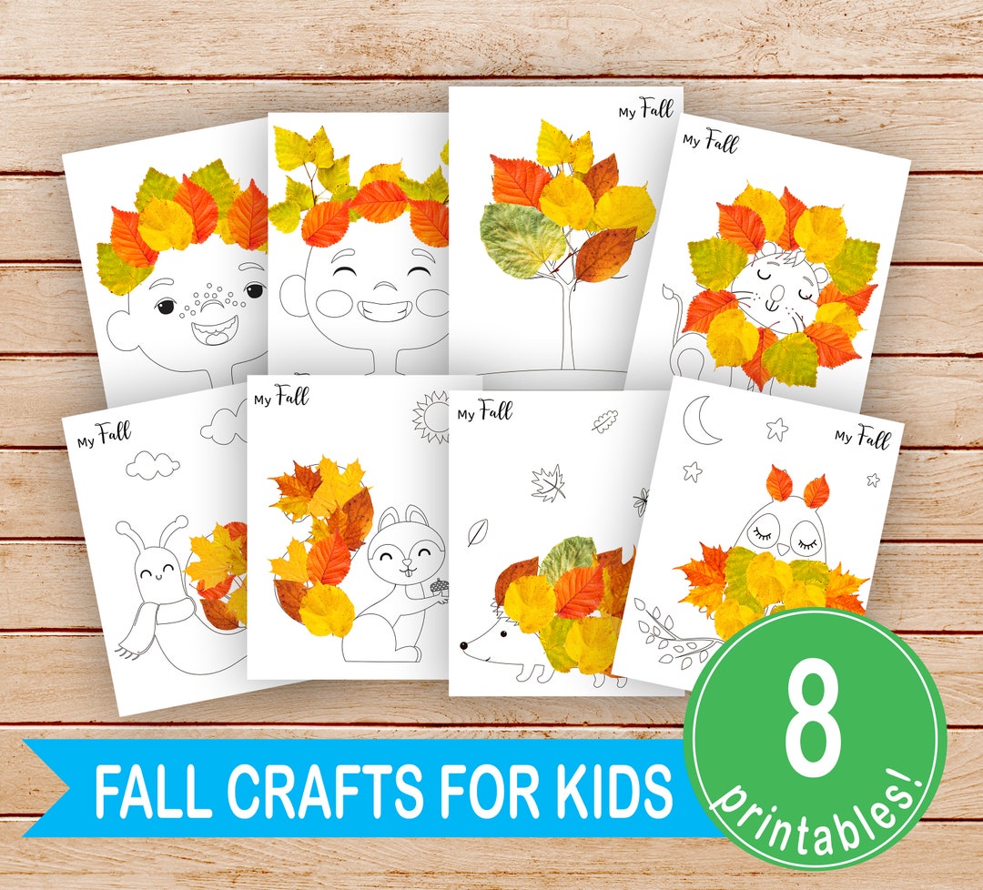 Fall Craft Printable, Wall Art, Autumn Leaves Digital Print, Keepsake ...