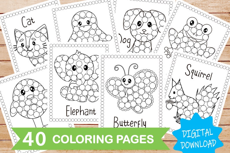 Dot Marker Printable Animal Coloring Book for Kidsdo a Dot - Etsy