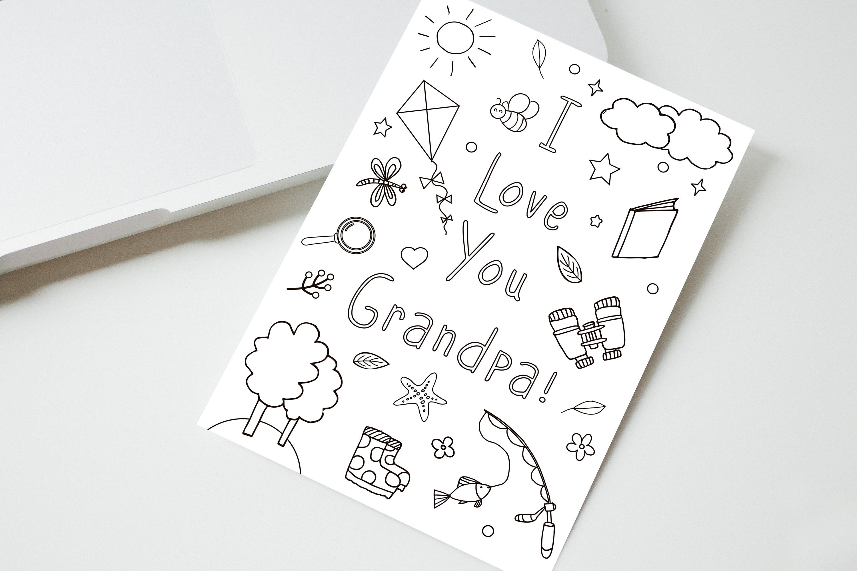 Printable Father's Day Coloring Card 5x7 Colorable | Etsy