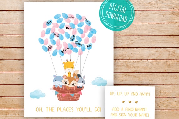 Printable Baby Shower Fingerprint Balloonhot Air Balloon - Etsy