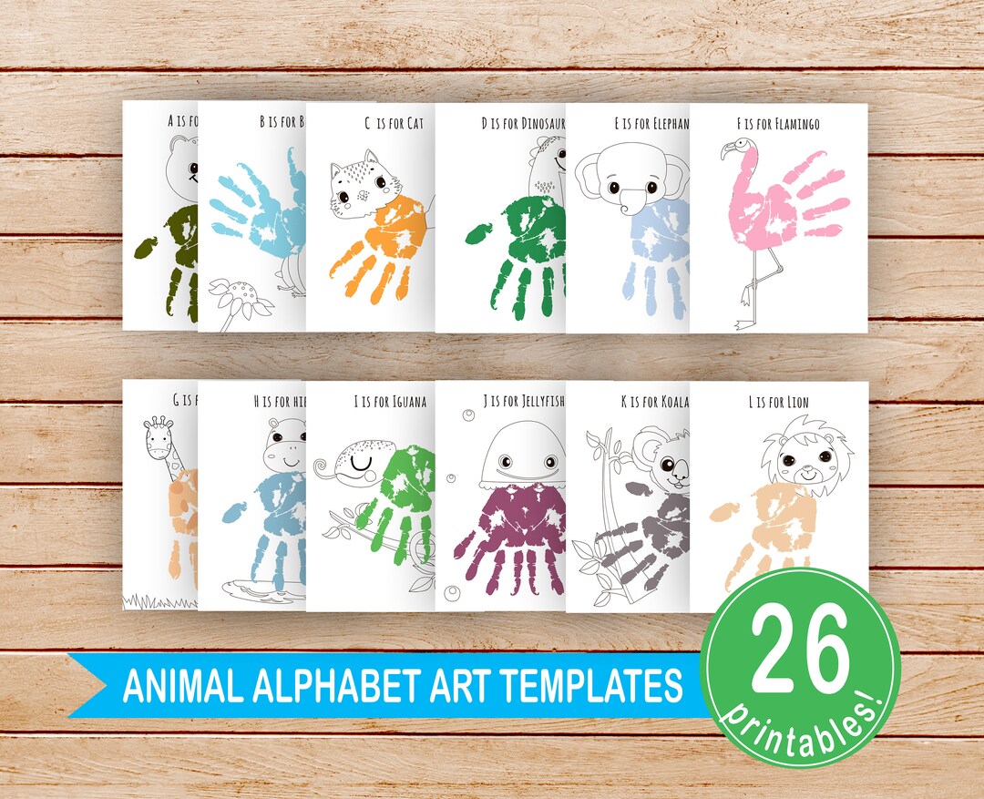Animal Black and White Alphabet Handprint Art,diy Classroom Alphabet ...