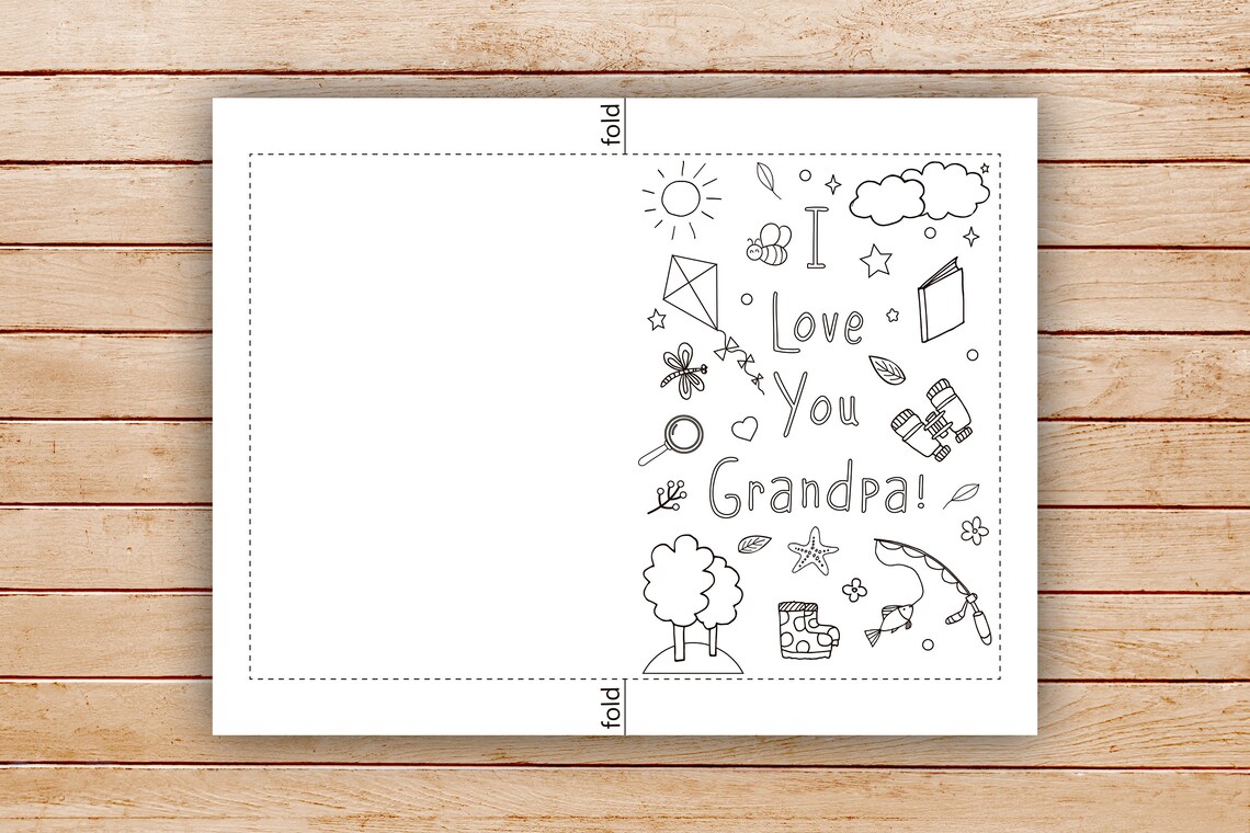 Printable Father's Day Coloring Card 5x7 Colorable | Etsy