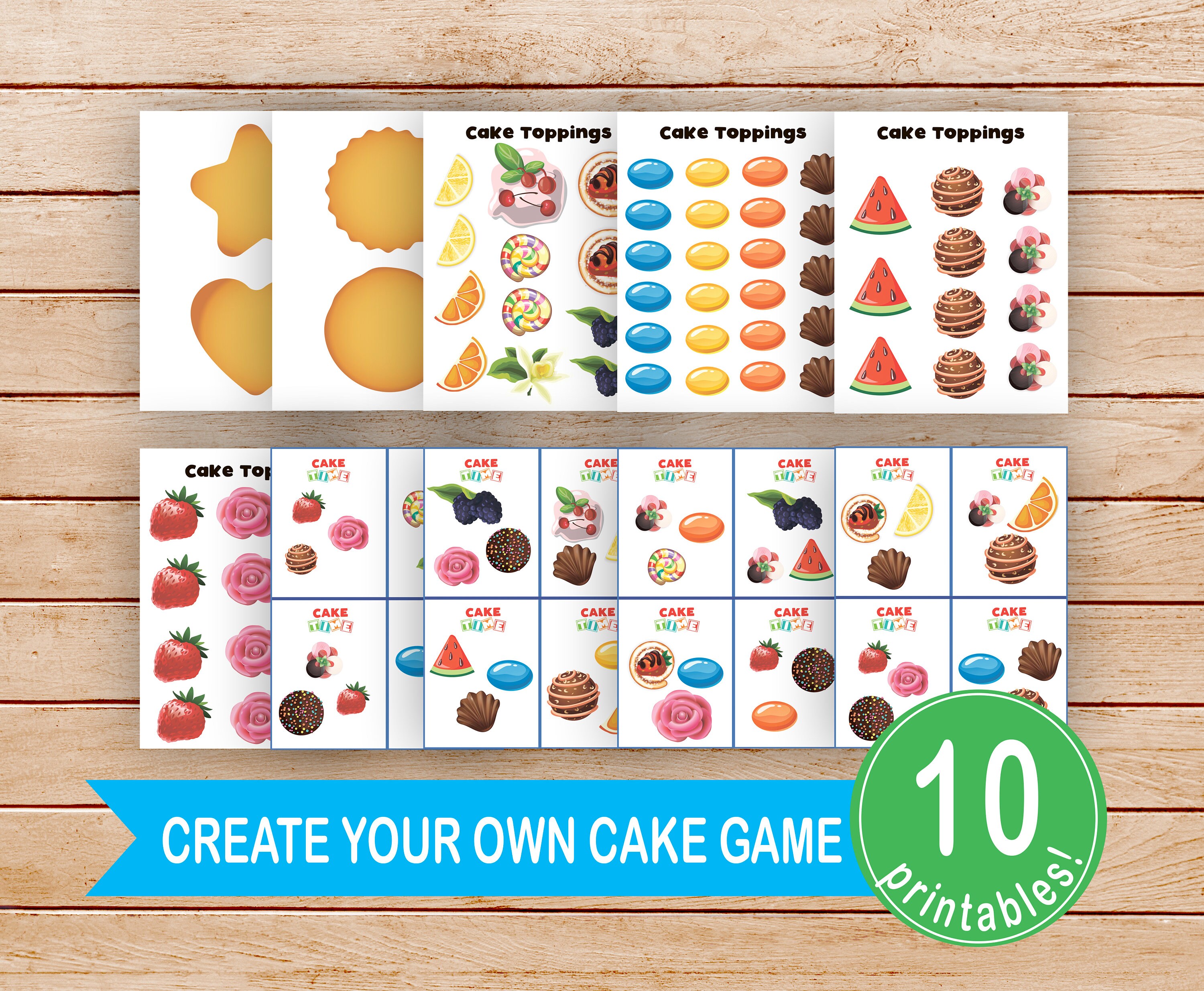 Printable Cake Toppings Game, Cutting Party Create Your Own Cookie ...