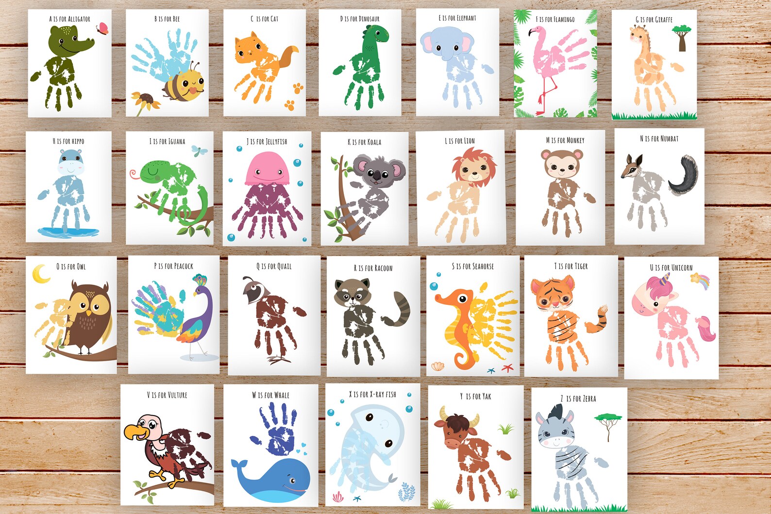 Animal Alphabet Handprint Art, DIY Classroom Alphabet Art, Printable ...