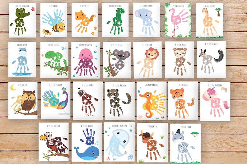 Animal Alphabet Handprint Art, DIY Classroom Alphabet Art, Printable ...
