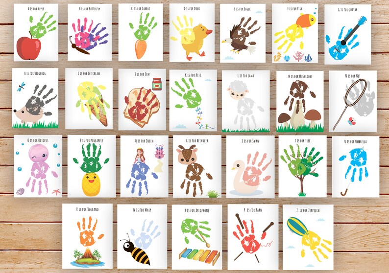 Alphabet Handprint Art Templates,diy Classroom Alphabet Art,printable ...