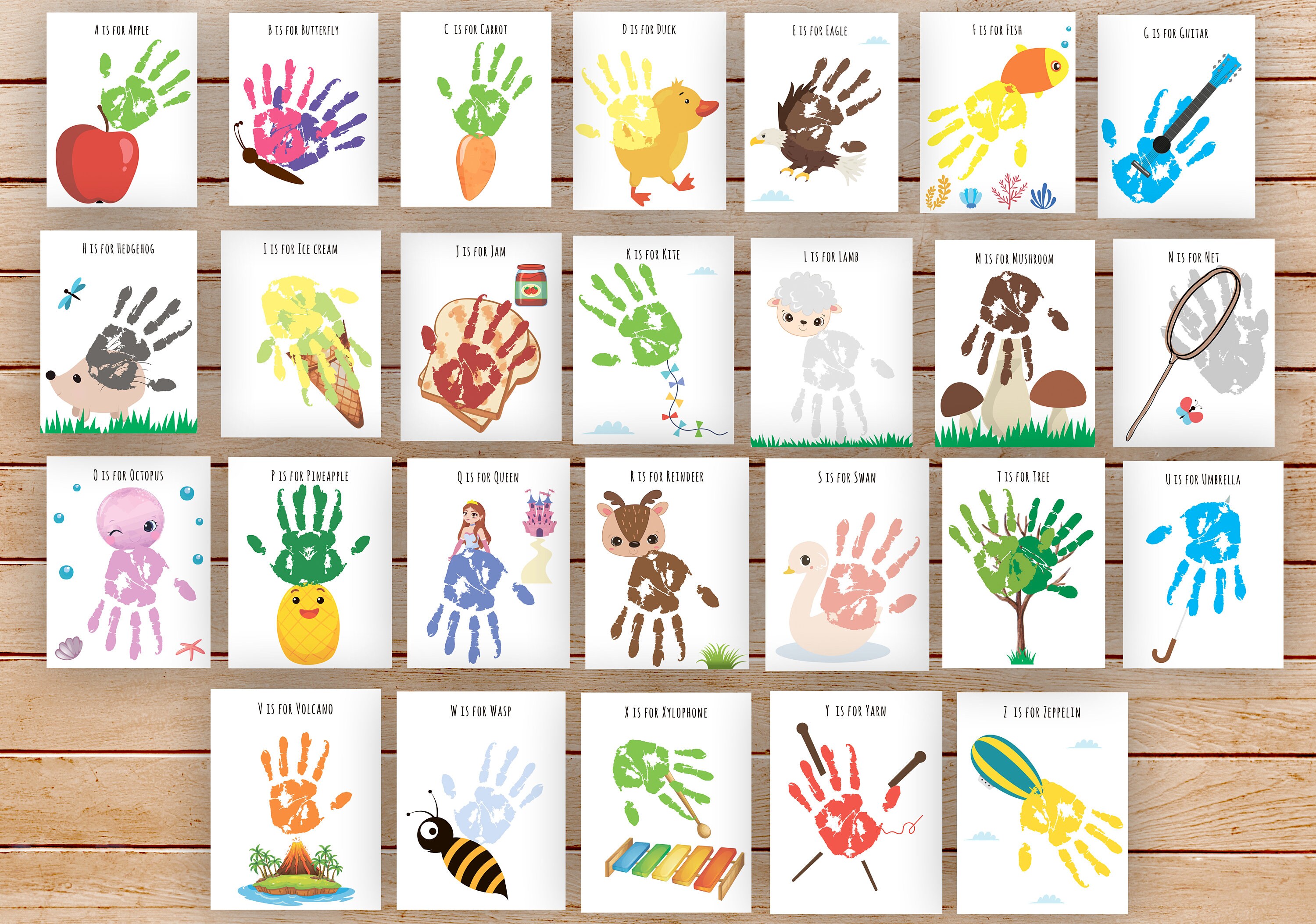 Alphabet Handprint Art Templates,diy Classroom Alphabet Art,printable ...