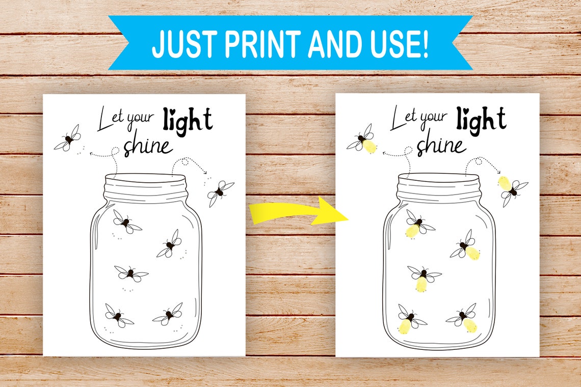 Printable Firefly Fingerprint Art, Fingerprint Craft, Lightning Bug ...