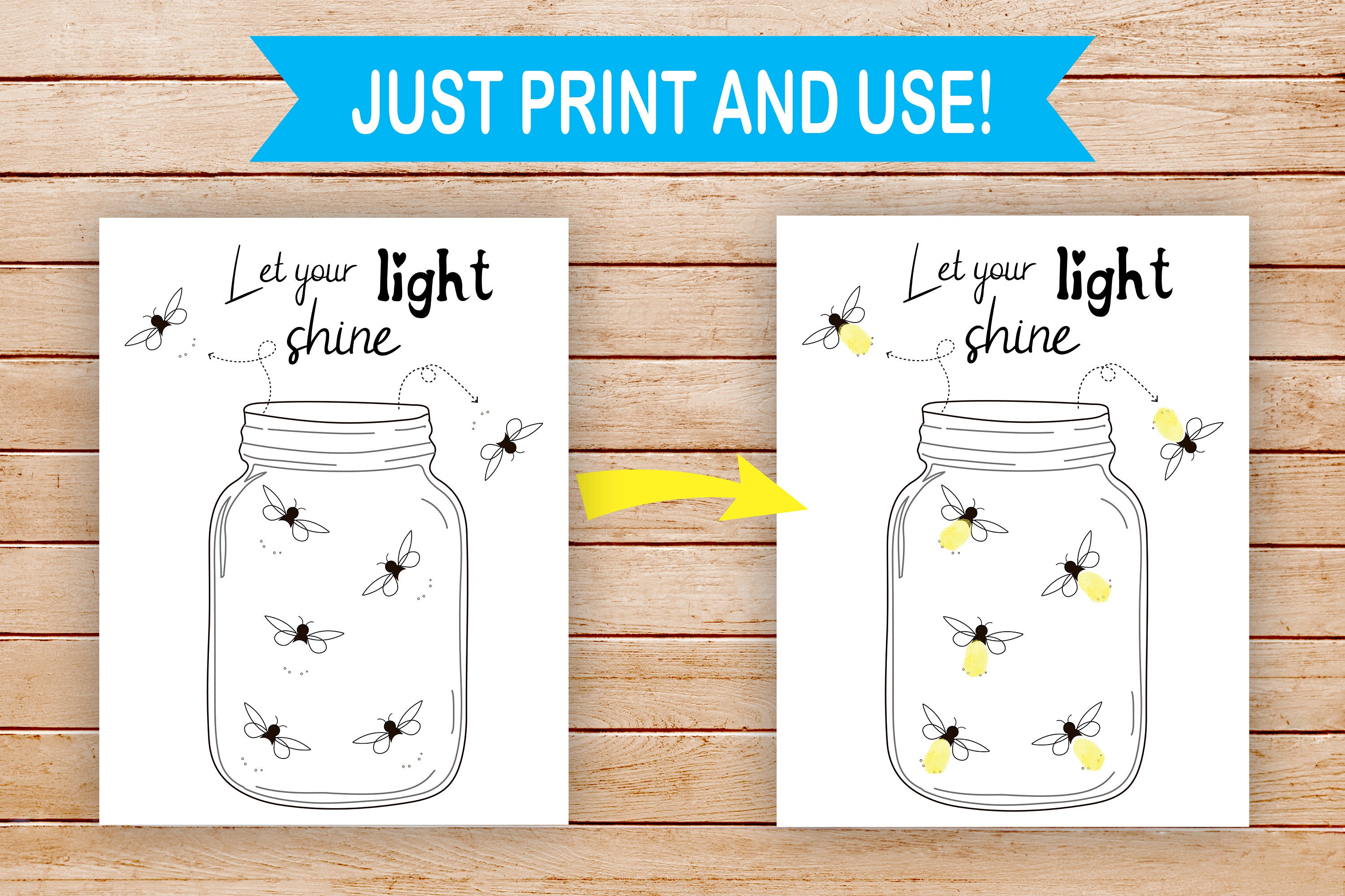 Printable Firefly Fingerprint Art, Fingerprint Craft, Lightning Bug ...
