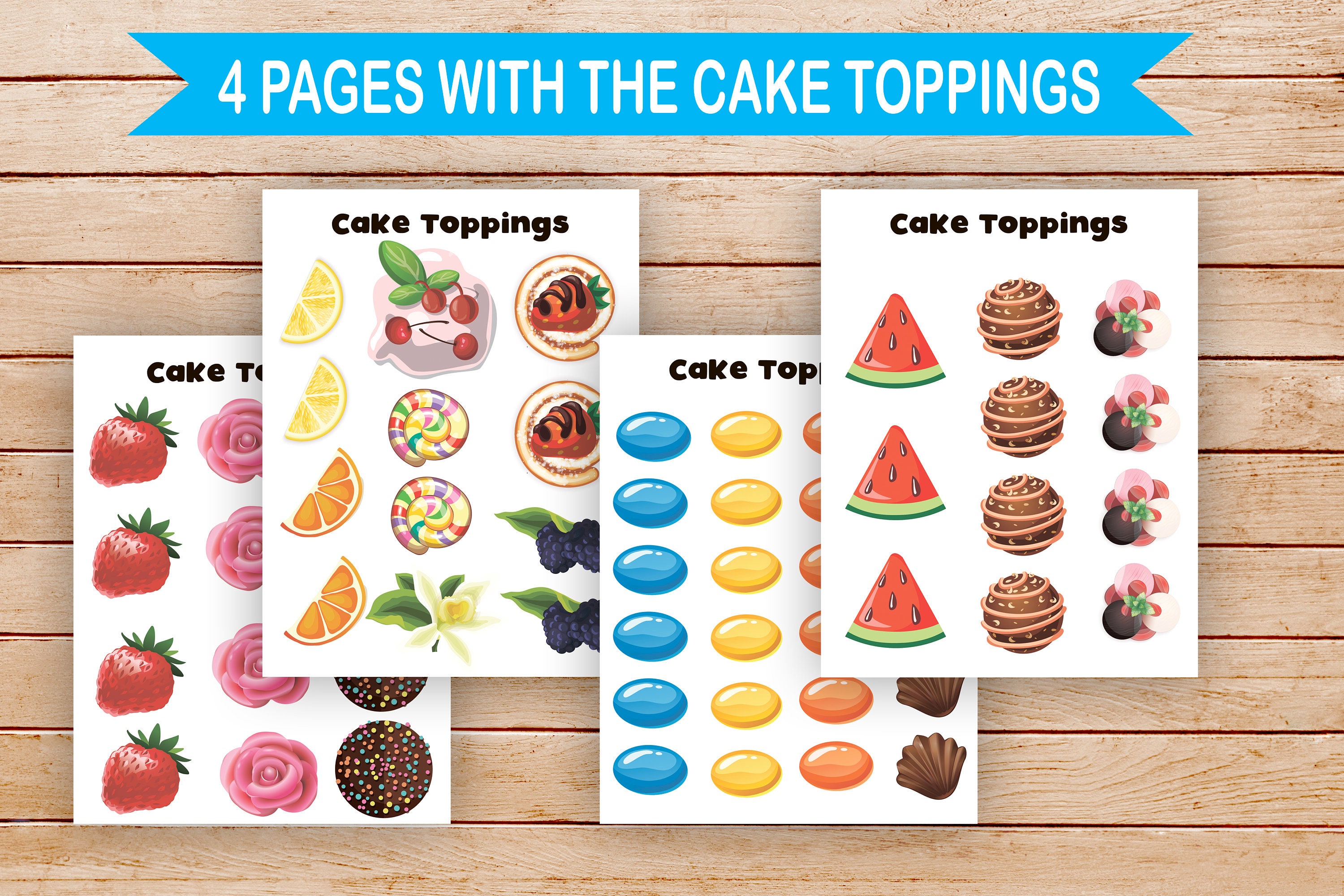 Printable Cake Toppings Game, Cutting Party Create Your Own Cookie ...