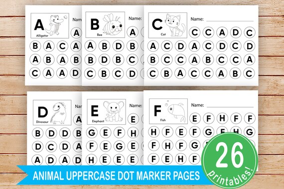 Printable Alphabet Dot Markers Uppercase Worksheets DIY - Etsy