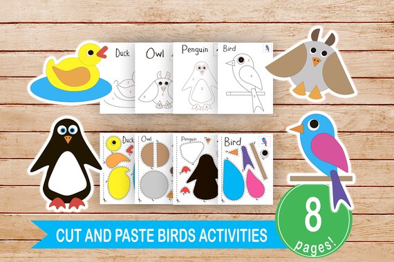 Printable Cut and Paste Activities Arrange Bird Body Paper - Etsy