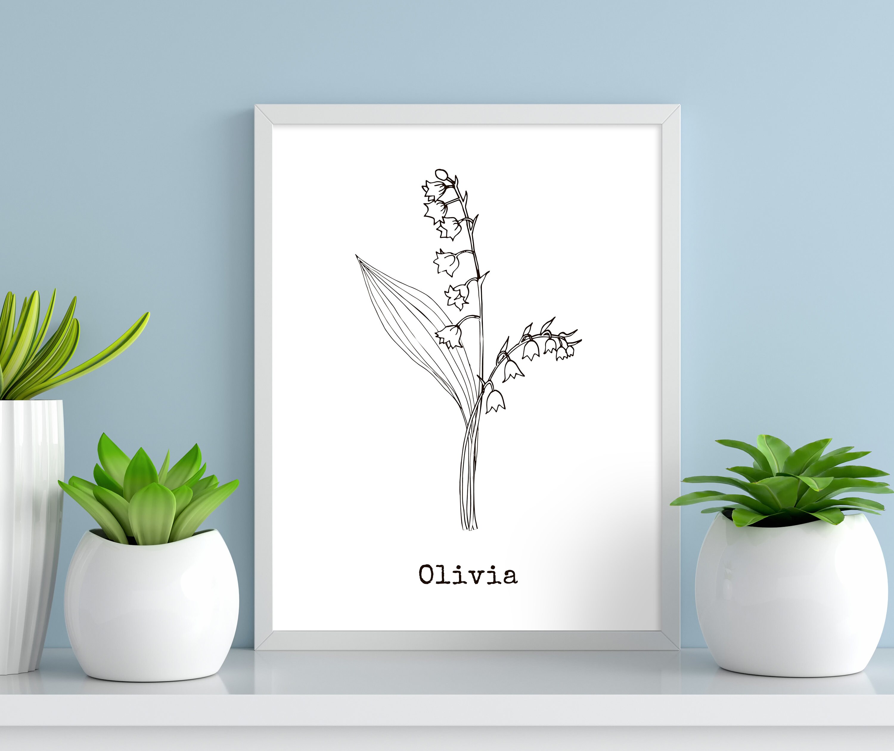 DIGITAL Custom Name Birth Flower Print,personalized Birth Month Flower ...