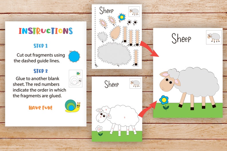 Printable Cut and Paste Activities,arrange Animal Body,paper Kids Craft ...