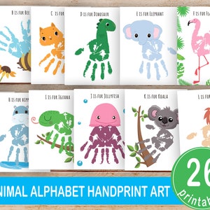 Animal Alphabet Handprint Art DIY Classroom Alphabet Art - Etsy