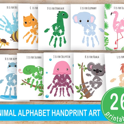 Animal Alphabet Handprint Art DIY Classroom Alphabet Art - Etsy