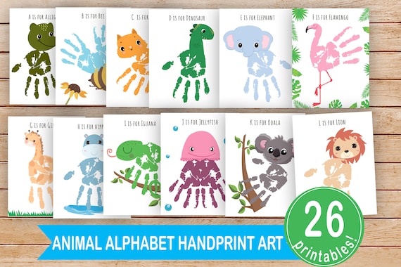 Animal Alphabet Handprint Art DIY Classroom Alphabet Art - Etsy
