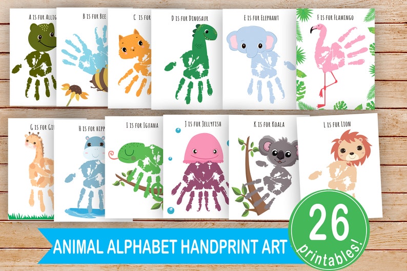 Animal Alphabet Handprint Art DIY Classroom Alphabet Art - Etsy
