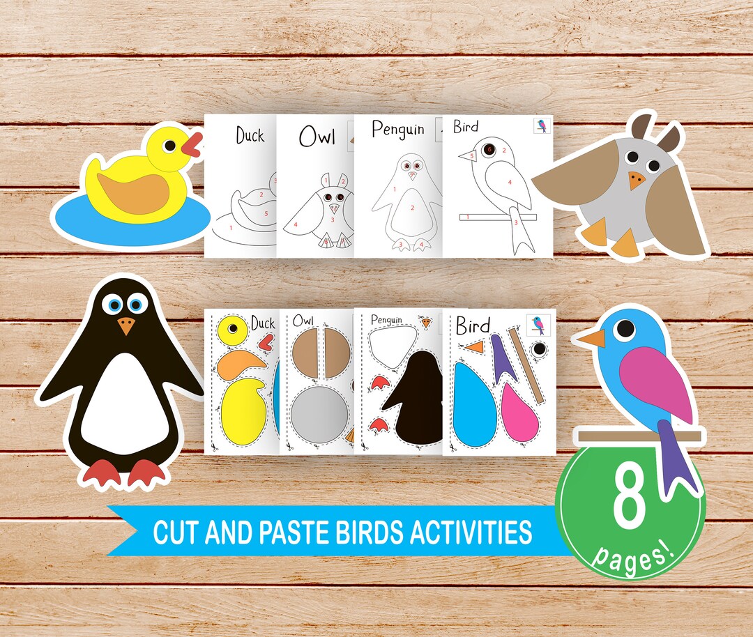 Printable Cut and Paste Activities, Arrange Bird Body, Paper Kids Craft ...