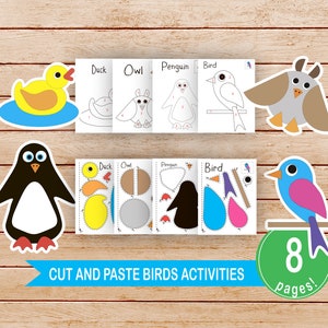 Printable Cut and Paste Activities, Arrange Bird Body, Paper Kids Craft ...
