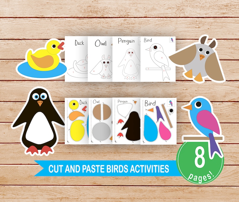 Printable Cut and Paste Activities, Arrange Bird Body, Paper Kids Craft ...