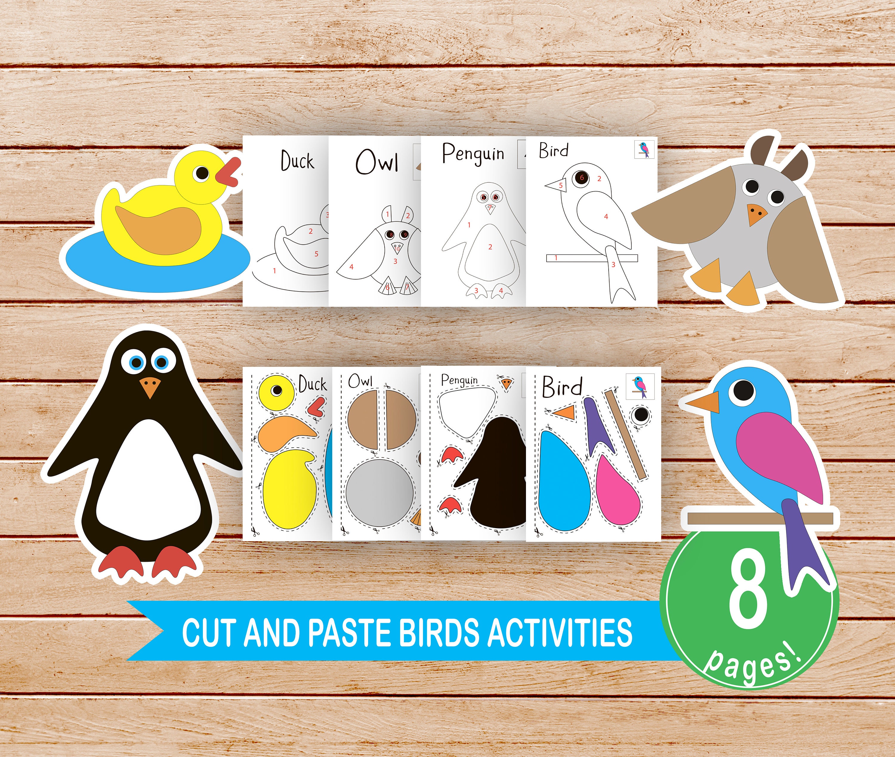 Printable Cut and Paste Activities, Arrange Bird Body, Paper Kids Craft ...