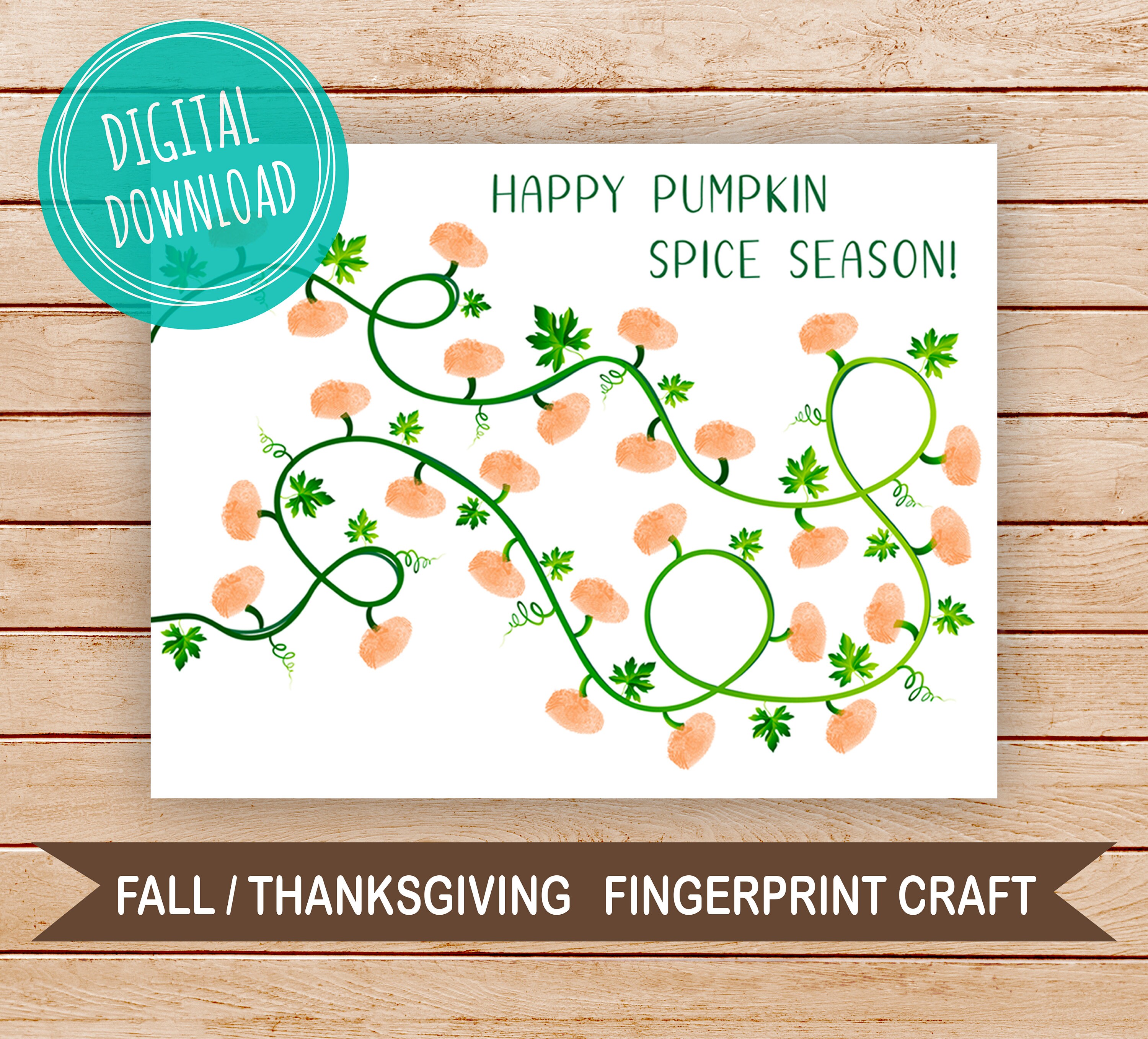Printable Pumpkin Fingerprint Art Pumpkin Kids Craft - Etsy