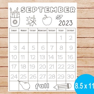 Printable Trace and Color 2023 Calendar Monthly Planner - Etsy