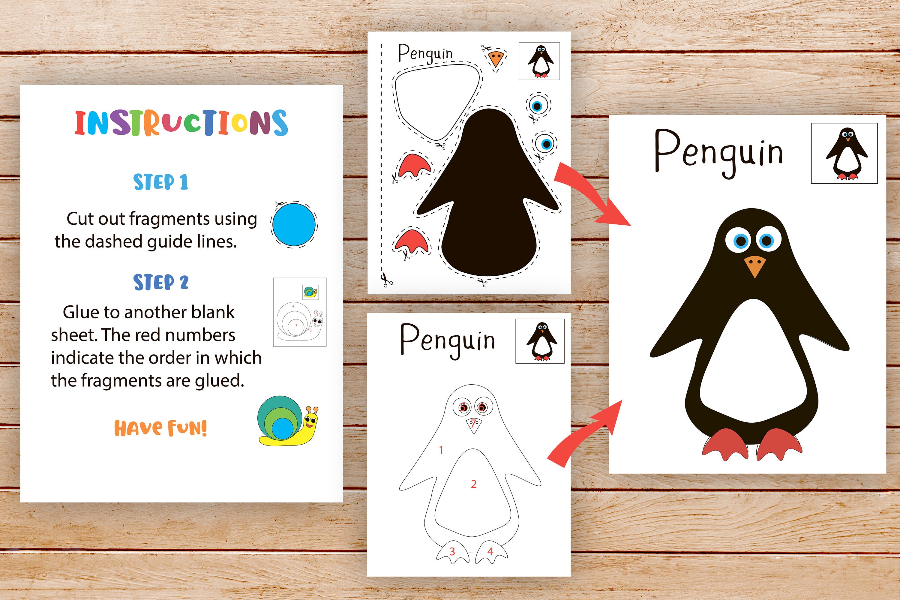 Printable Cut and Paste Activities, Arrange Bird Body, Paper Kids Craft ...