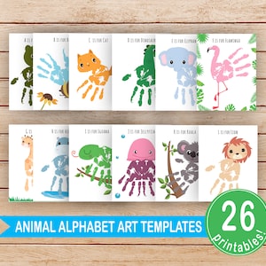 Animal Alphabet Handprint Art, DIY Classroom Alphabet Art, Printable ...