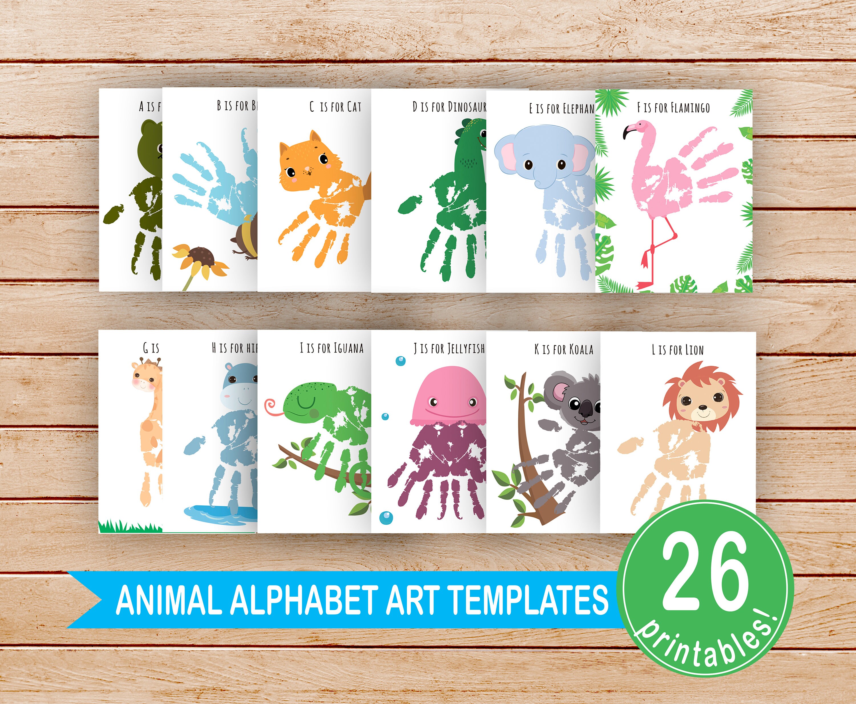 Animal Alphabet Handprint Art, DIY Classroom Alphabet Art, Printable ...