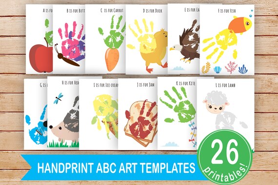 Alphabet Handprint Art Templatesdiy Classroom Alphabet - Etsy
