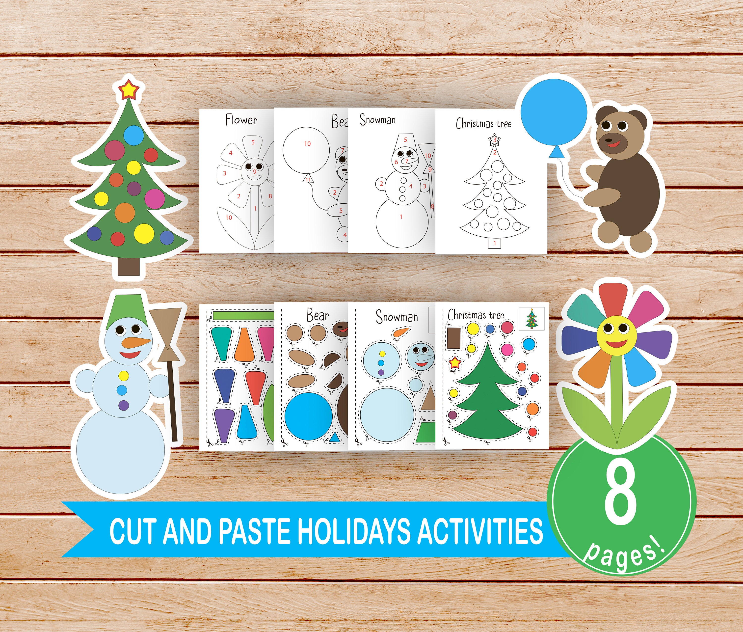 Printable Cut and Paste Activities,holidays Cut & Glue Sheet,paper Kids ...