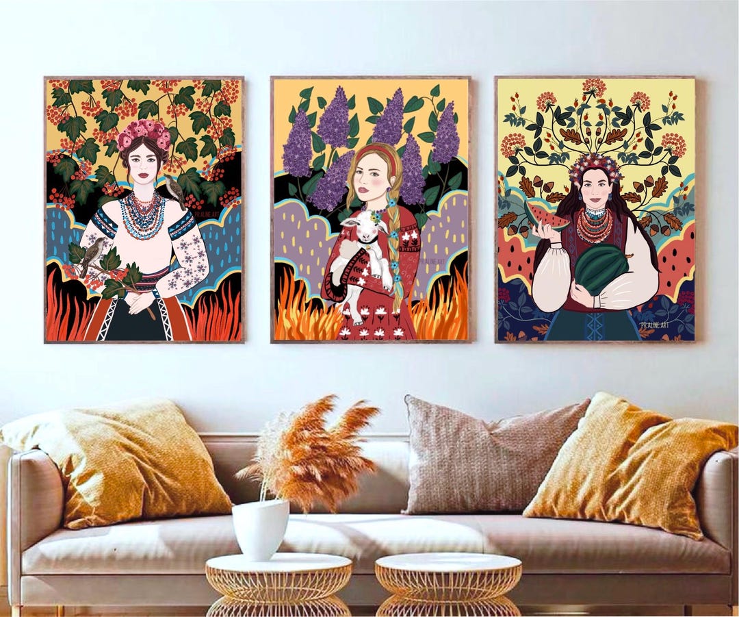 Ukrainian Folk Art Print Set – Nightingale & Slavic Women Posters ...