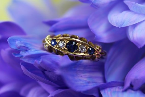 Early 20th Century 18ct Yellow Gold Sapphire and Diam… - Gem